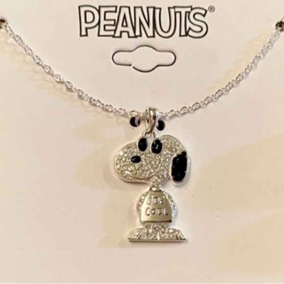 Peanuts | Jewelry | Peanuts Fine Silver Plated Crystal Snoopy Necklace ...